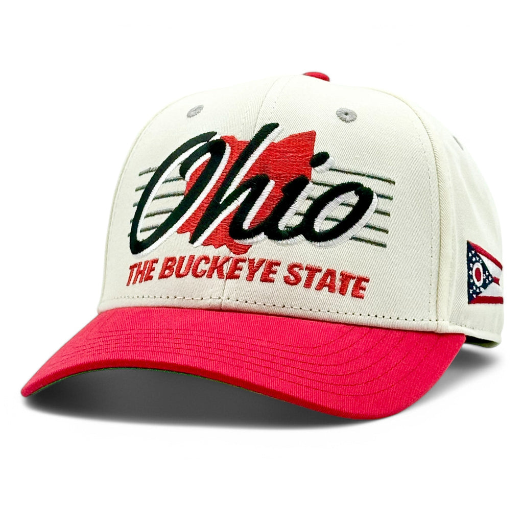Ohio State Buckeye Themed Hat | Red & White Vintage Snapback – Shells ...